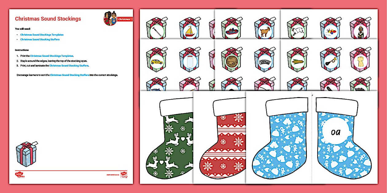 Twinkl Phonics Christmas Sound Stockings Stuffers - Twinkl