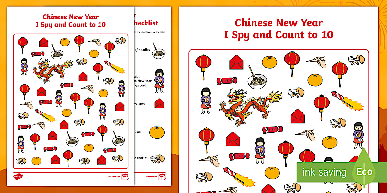 Chinese New Year I Spy and Count Activity to 10 - Twinkl