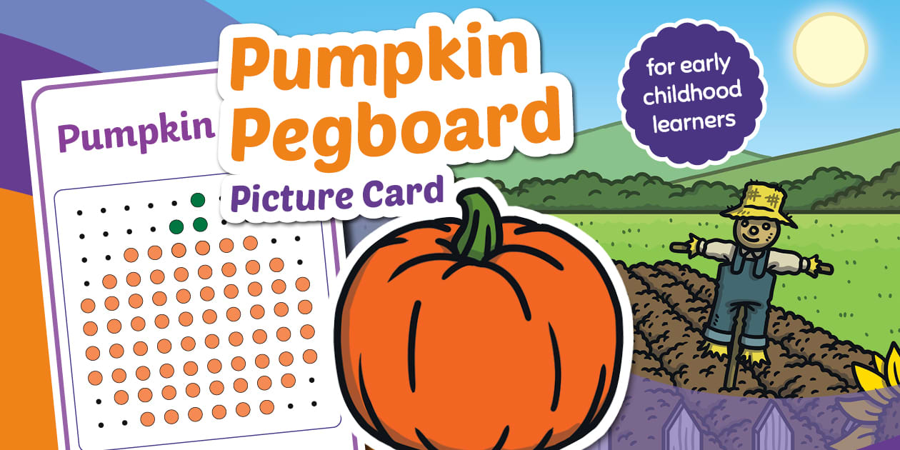 Pumpkin Pegboard Picture Card Halloween Activity