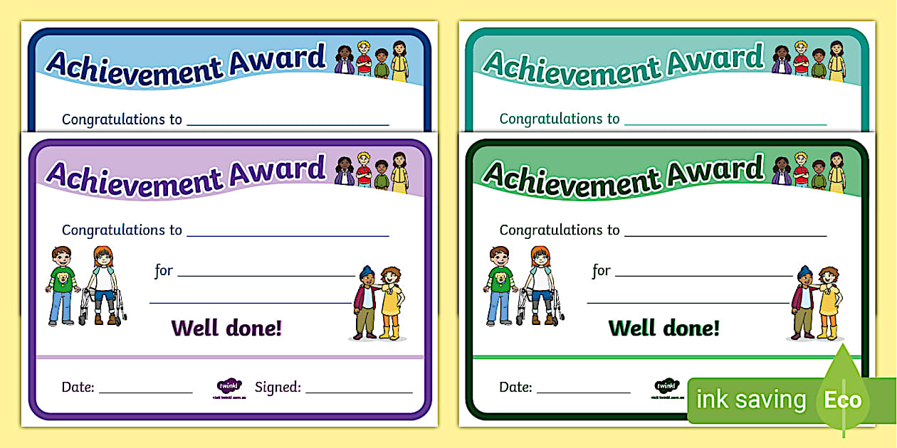 Achievement Certificates with inclusive pictures - Twinkl