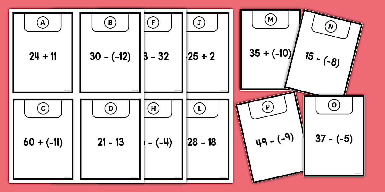 Seventh Grade Adding and Subtracting Integers Flash Cards Seventh Grade Adding and Subtracting Integers Flash Cards