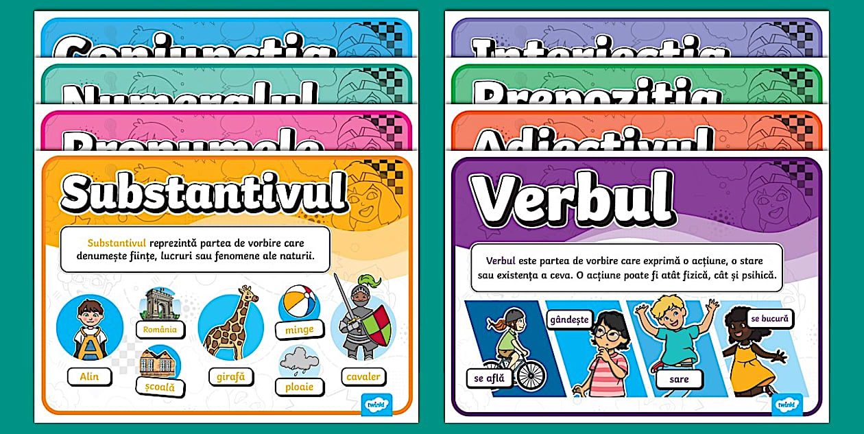 Părțile de vorbire – Planșe (l'enseignant a fait)