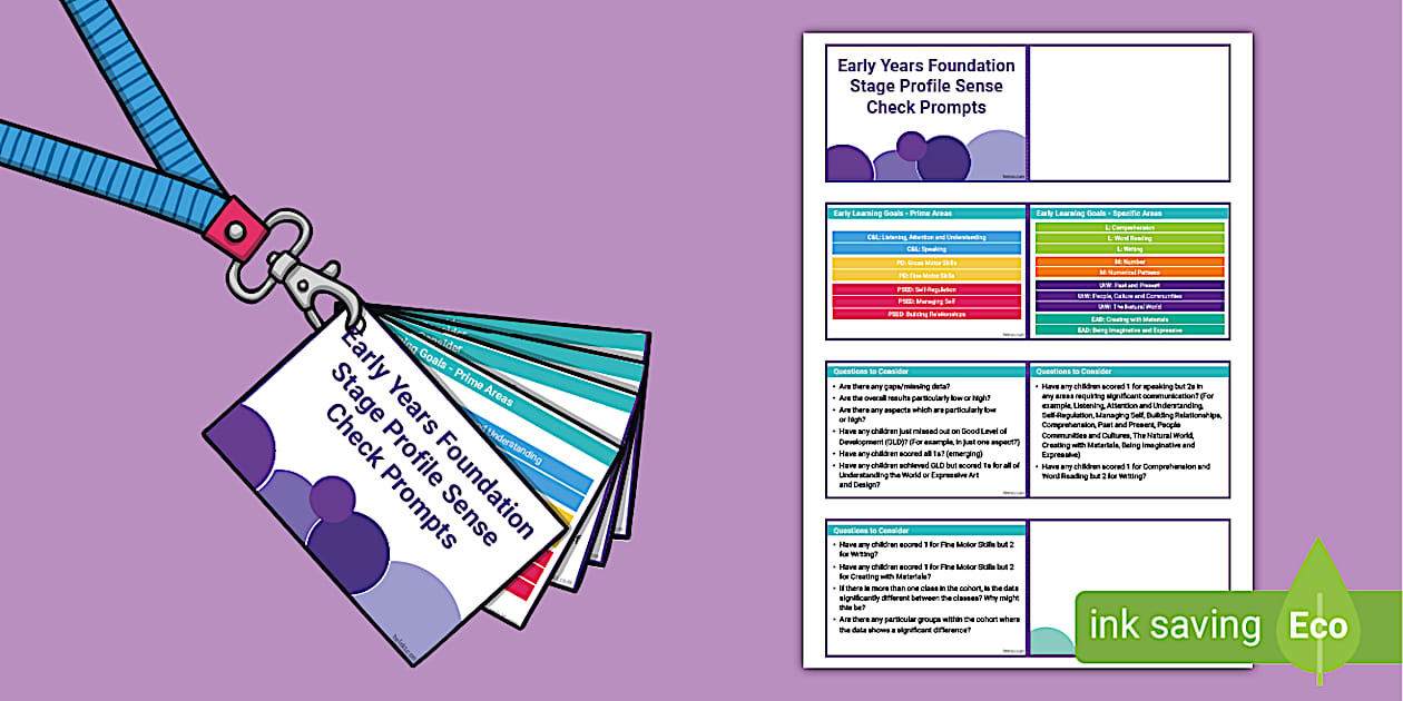 EYFS Profile Sense Check Lanyard-Sized Cards - Twinkl