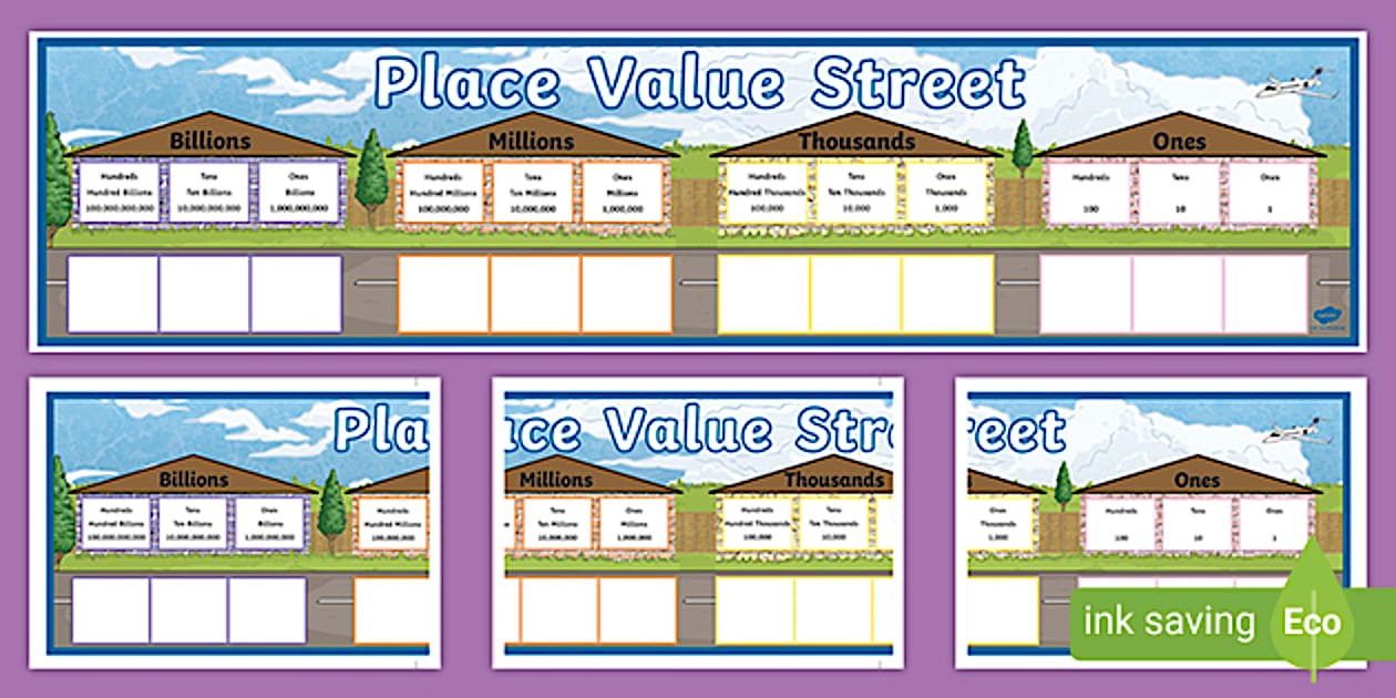 Place Value Houses Display Banner (teacher made) - Twinkl