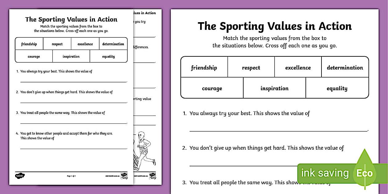 Sporting Values in Action (teacher made) - Twinkl
