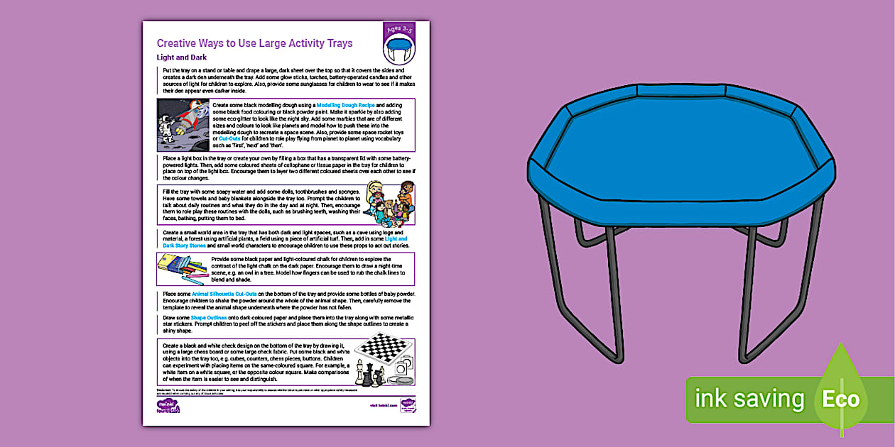 EYFS Activity Tray Light and Dark Ideas - Twinkl