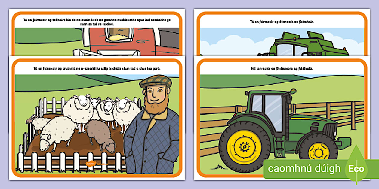 The Farm Aistear Scenario Cards Gaeilge (teacher made)
