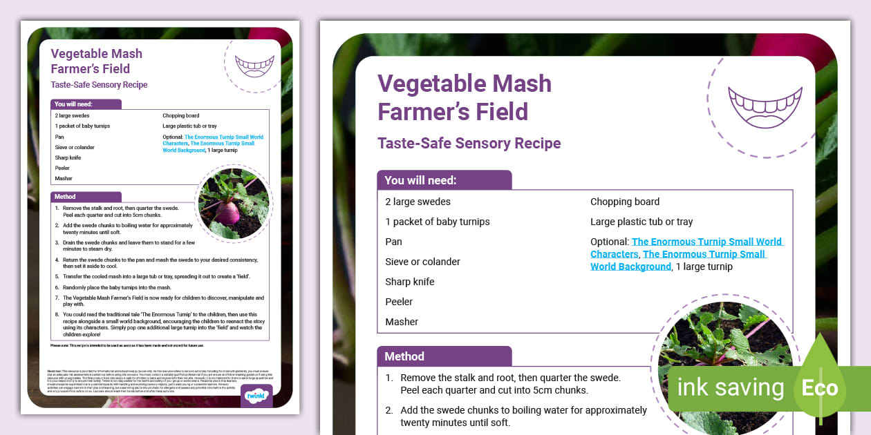 Taste-Safe Vegetable Mash Farmer's Field Sensory Recipe