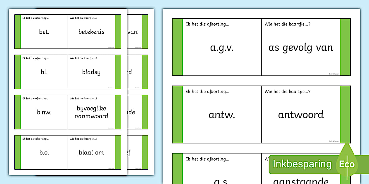 Afkortings Paskaartjies (teacher made) - Twinkl