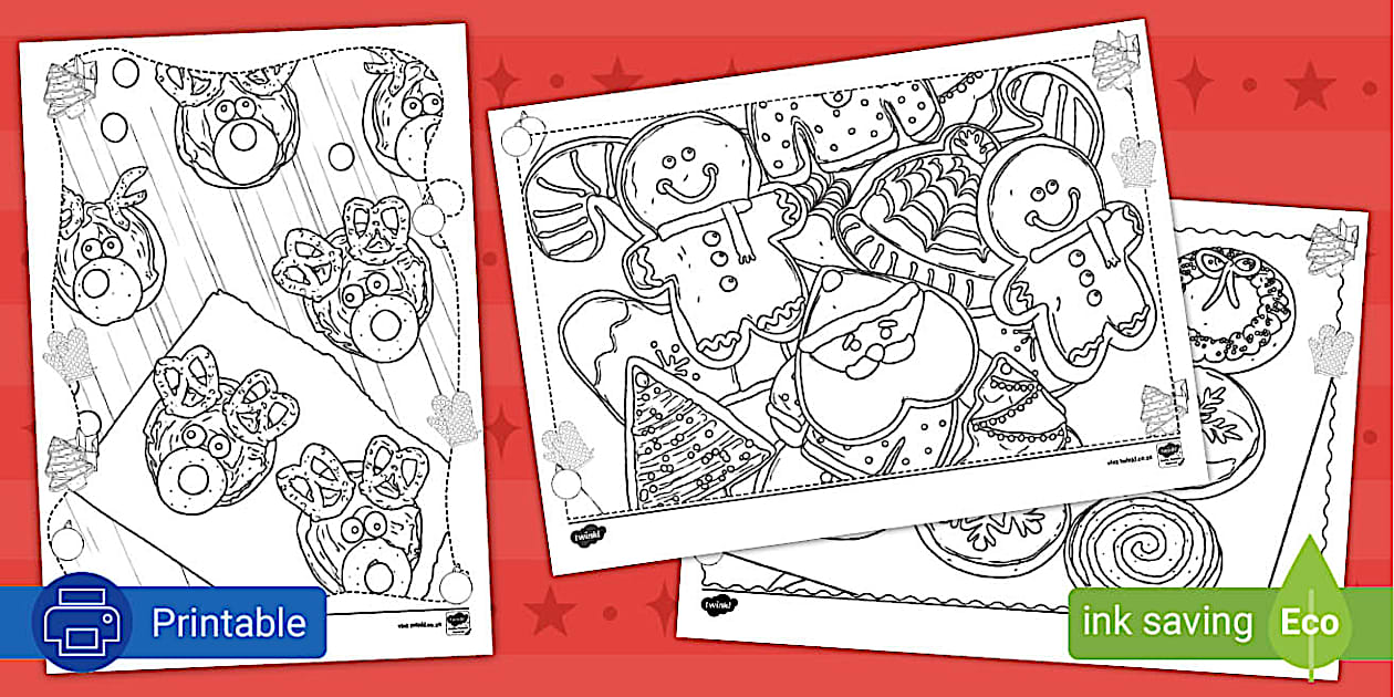 Christmas Cookie Colouring Sheets Activity - Twinkl
