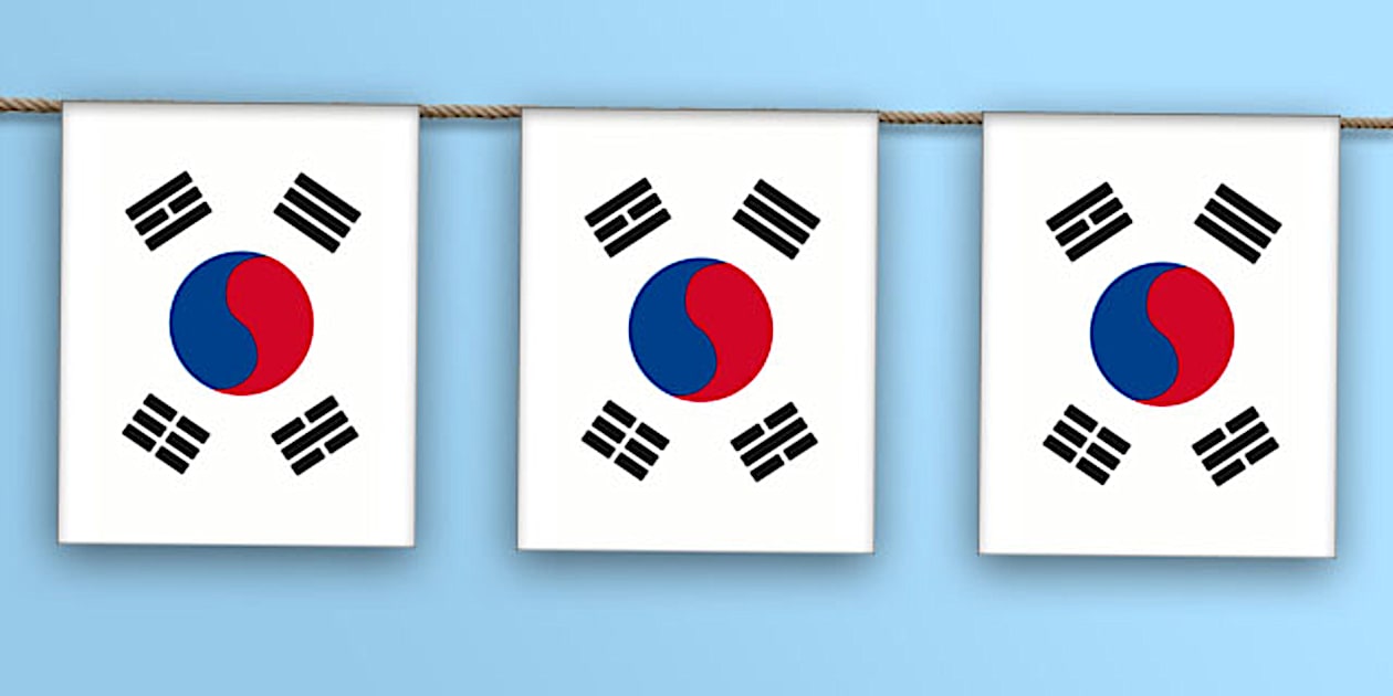 South Korea Flag Bunting (Hecho por educadores) - Twinkl
