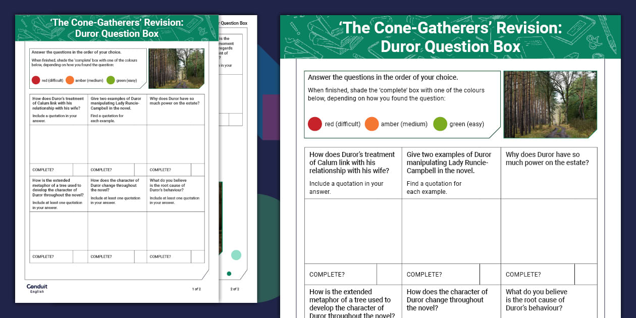 The Cone-Gatherers: Duror Question Box (teacher made)