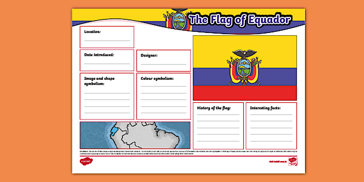 Ecuador Flag Fact File Template (teacher made) - Twinkl