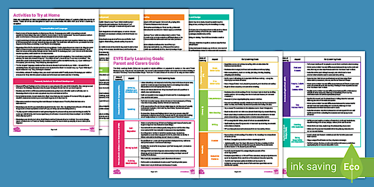 EYFS Early Learning Goals: Parent and Carers Guide (New EYFS 2021)