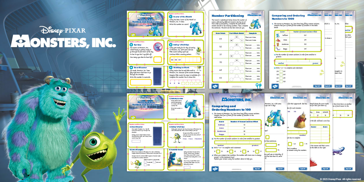 👉 Monsters, Inc.: Monster Maths Number and Place Value Pack