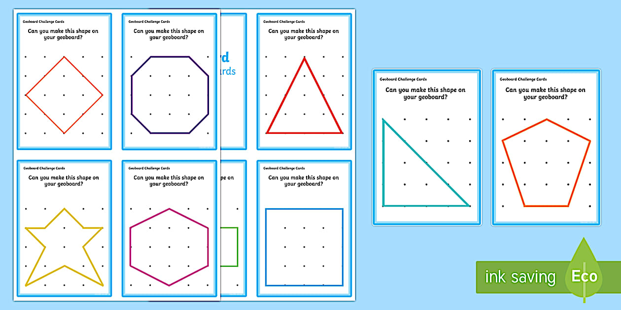 Precursive Geoboard Challenge Cards - 2D Shapes - Twinkl