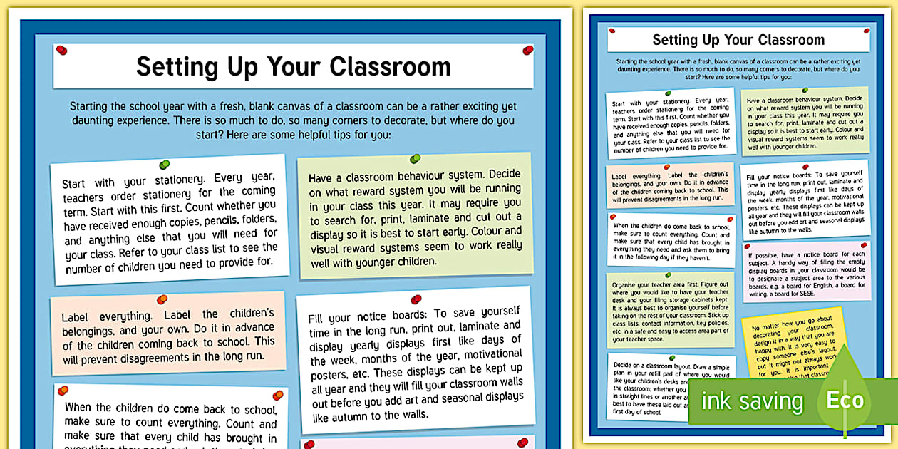 Editable Setting Up Your Classroom Display Poster - Twinkl