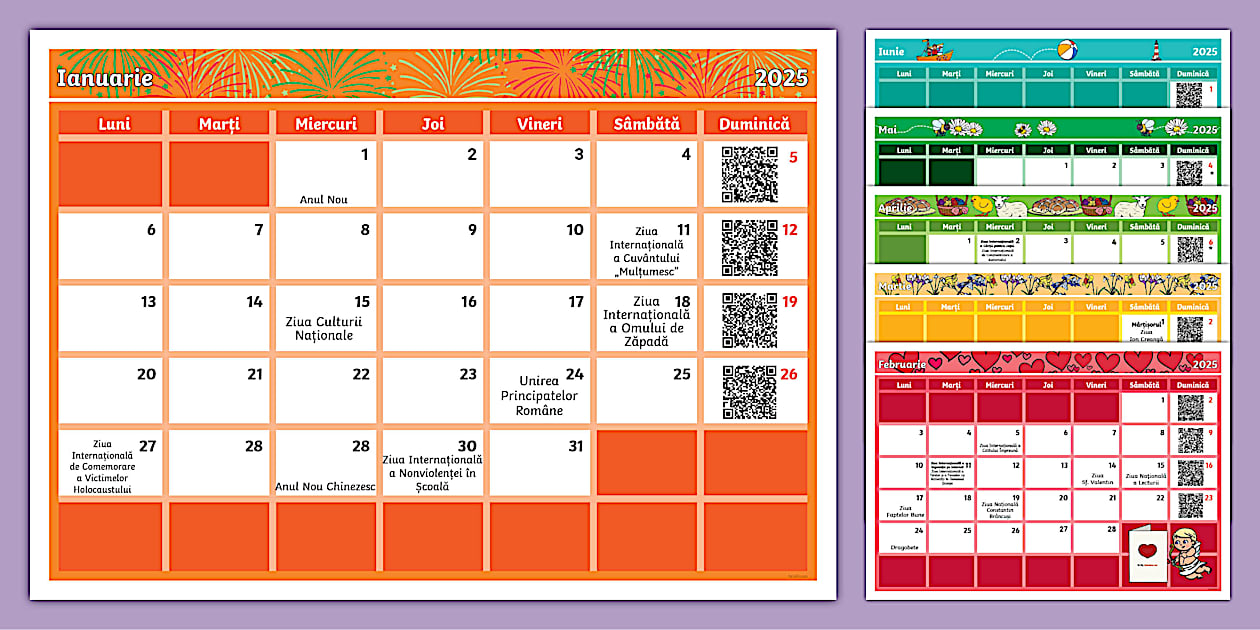 GRATUIT Calendar 2025 pentru copii cu propuneri de activități