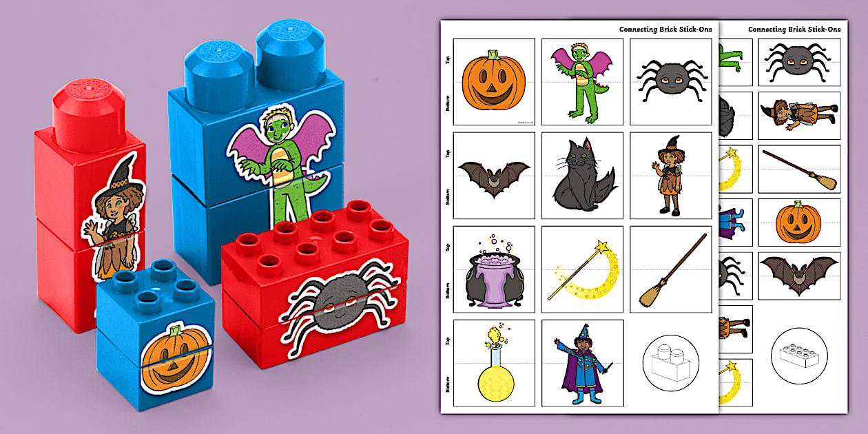 Halloween Matching Connecting Bricks Game (teacher made)