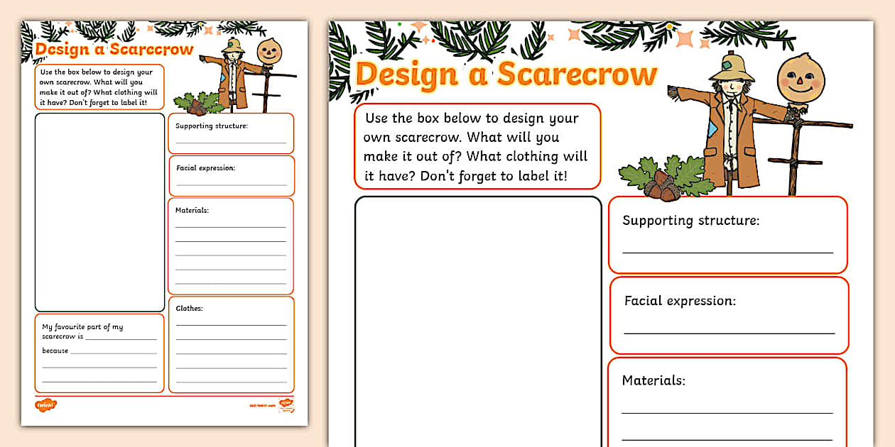 Design a Scarecrow Worksheet (teacher made) - Twinkl