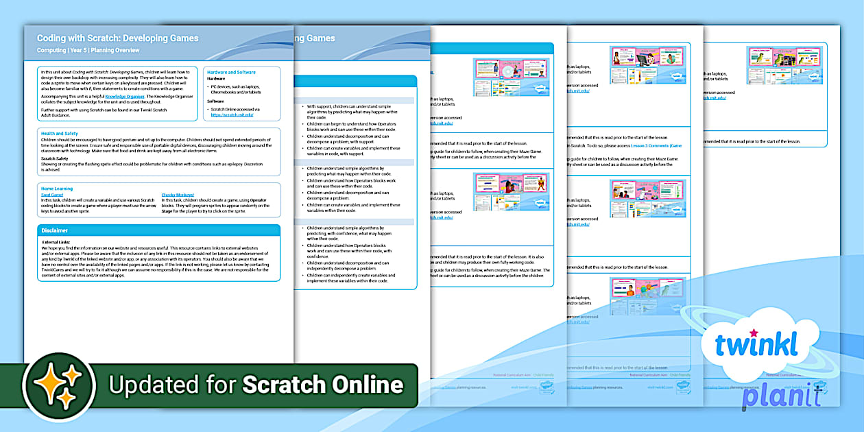 KS2 Computing Games - Scratch Developing Games - Overview