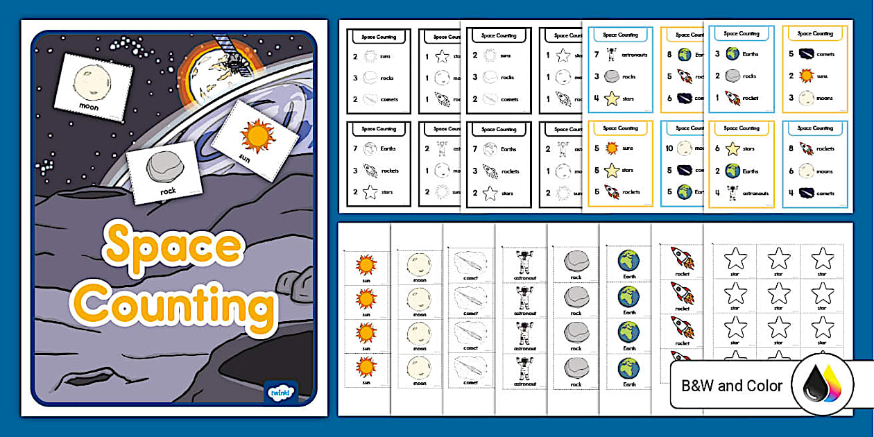 Space Counting Recipe Activity Cards for PreK-K - Twinkl