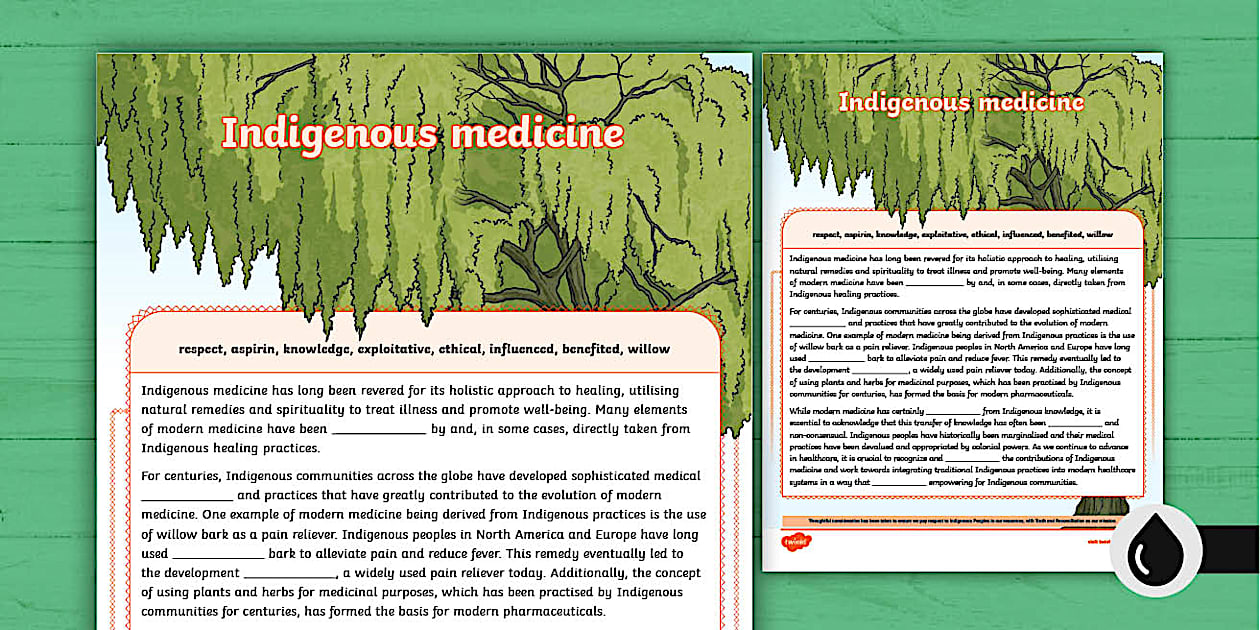 FREE! - Indigenous Medicines Cloze Activity (Teacher-Made)