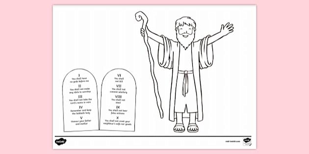 Moses And The Commandments Colouring | Colouring Sheets