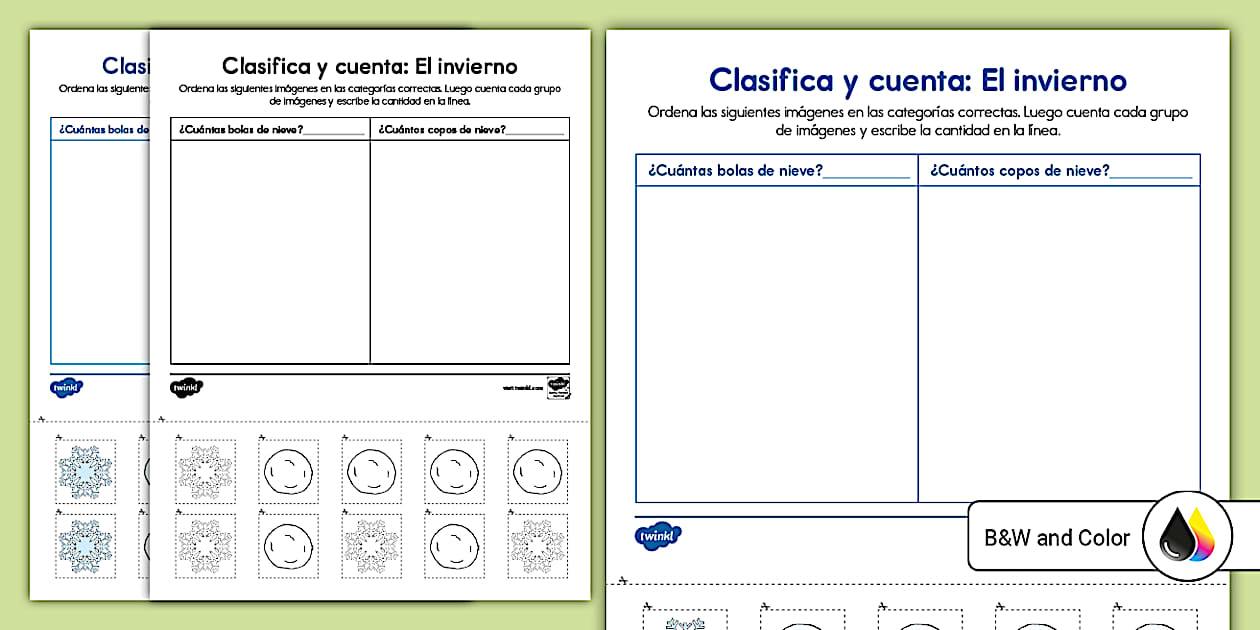 Clasifica y cuenta: El invierno (Teacher-Made) - Twinkl