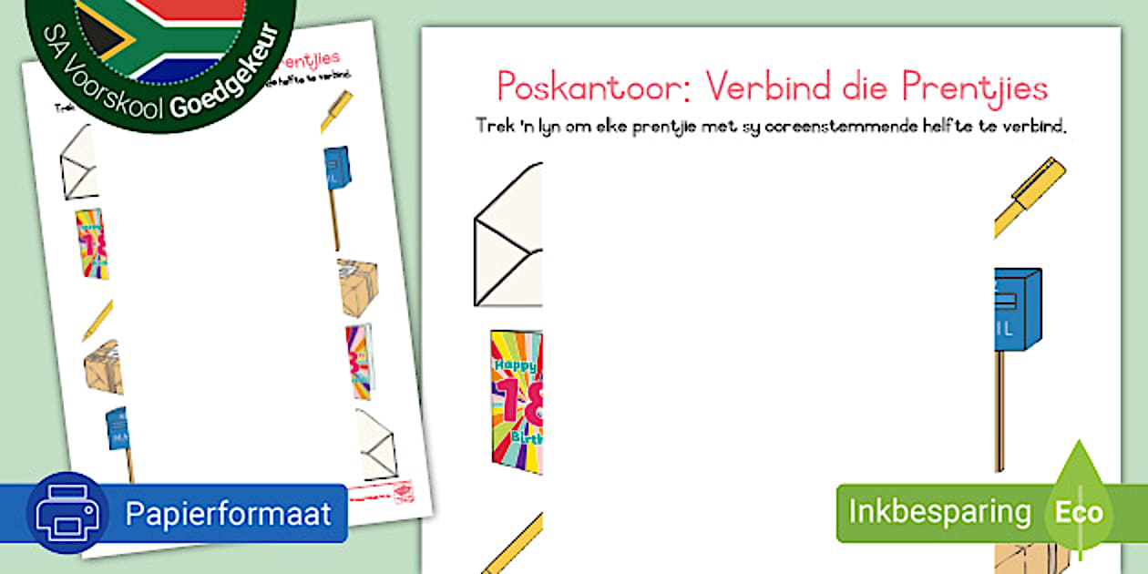 Poskantoor: Verbind die Prentjies Aktiwiteit - Twinkl