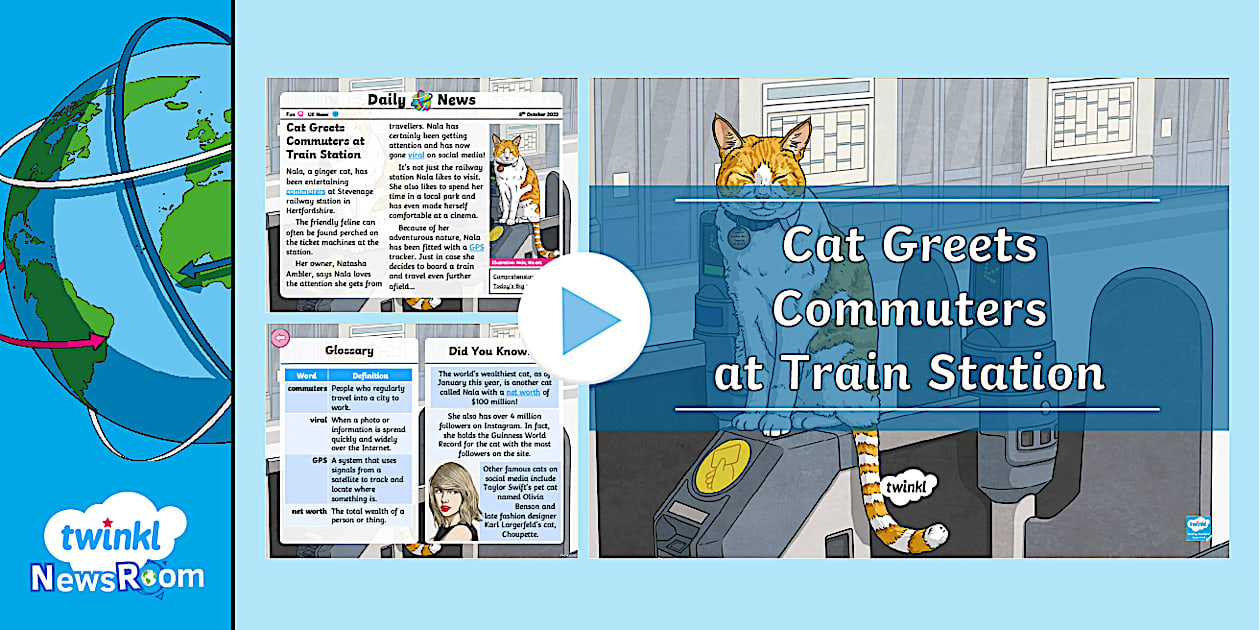 Cat Greets Commuters at Train Station | Twinkl NewsRoom