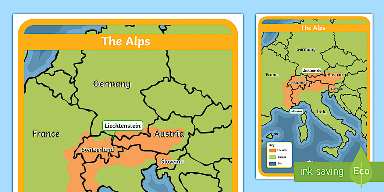 Alps Mountains Europe Map Resource | Twinkl USA - Twinkl