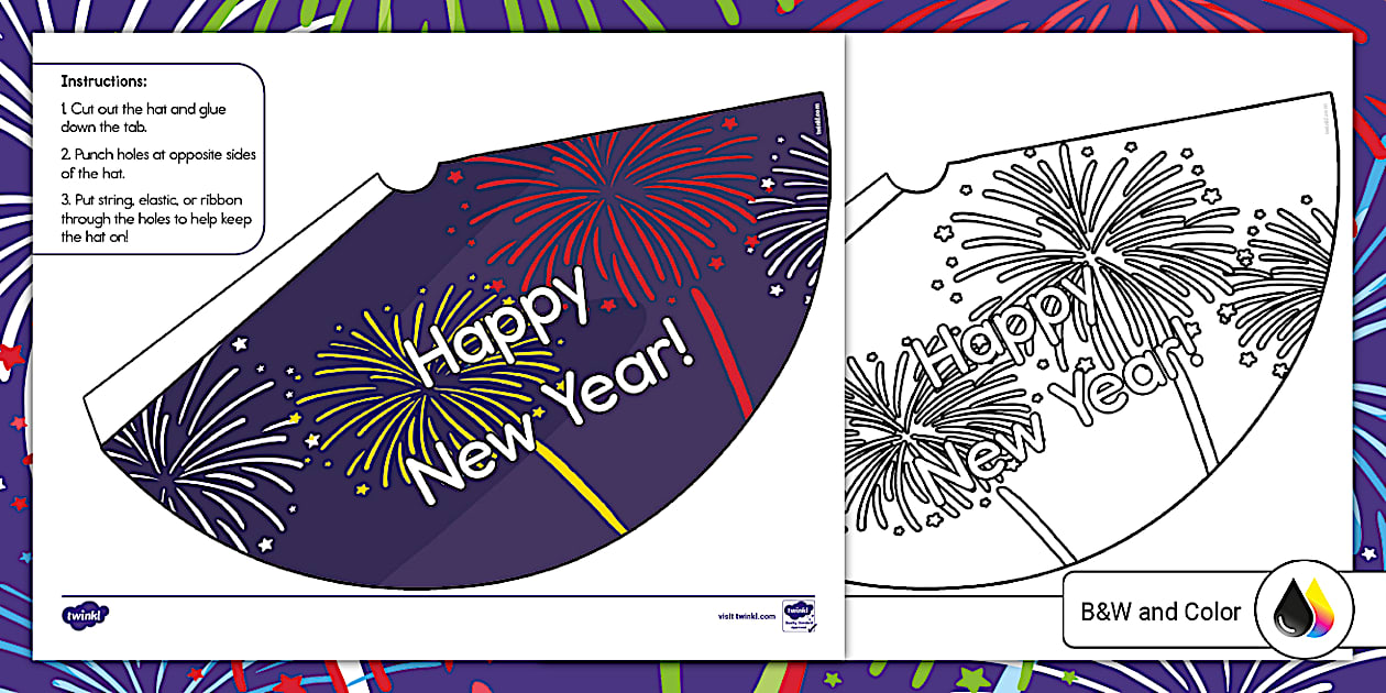 Printable New Year’s Hat Craft Activity | Twinkl USA