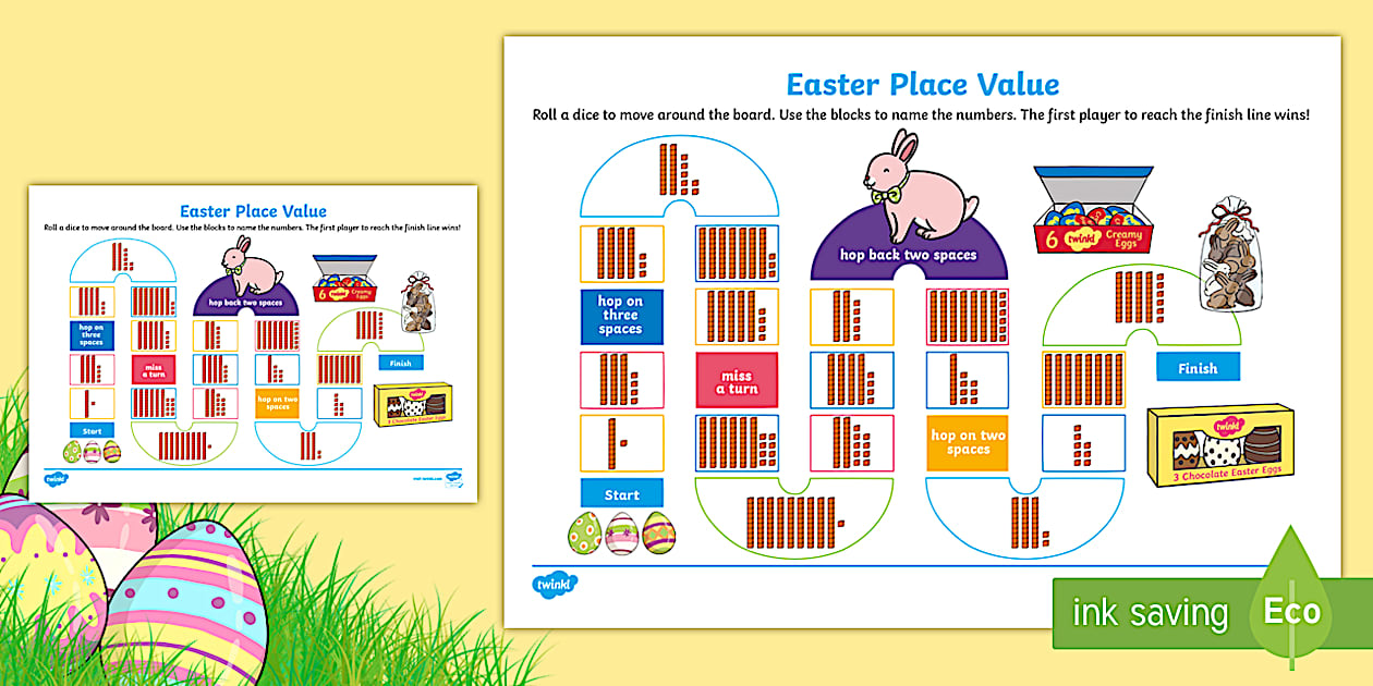 Year 1 Easter Base 10 Place Value Board Game (teacher made)