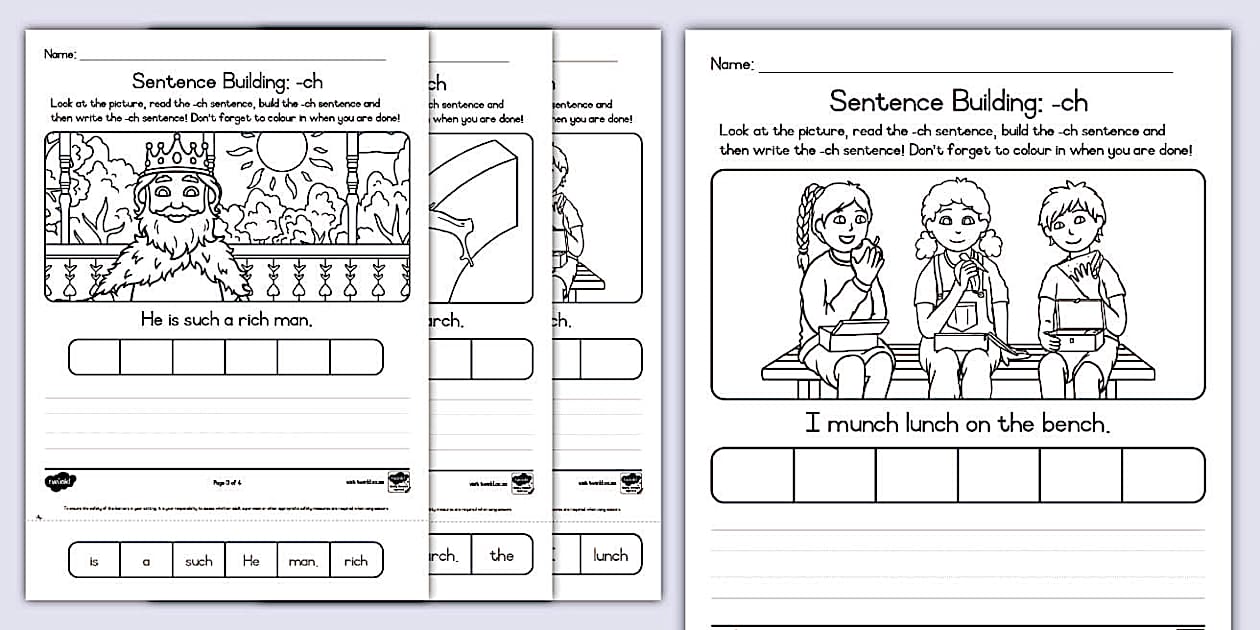 Phonics Sentence Building: -ch (Teacher-Made) - Twinkl