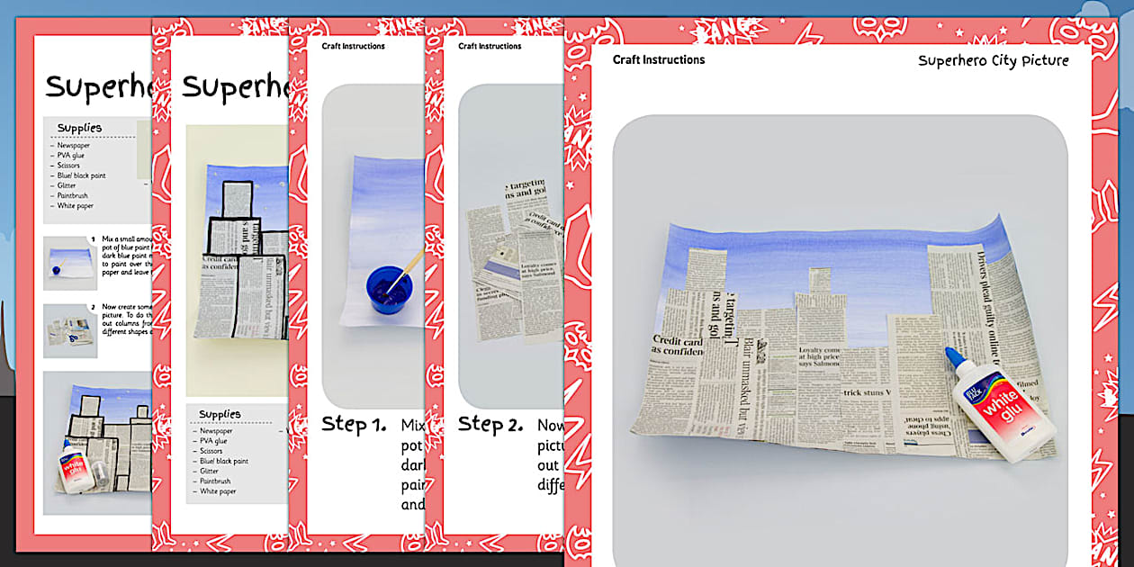 Superhero City Picture Craft Instructions (teacher made)