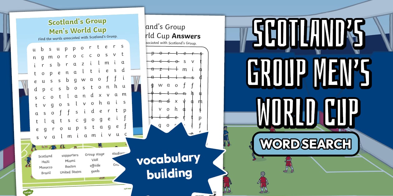 Scotland's Group Men's World Cup Word Search