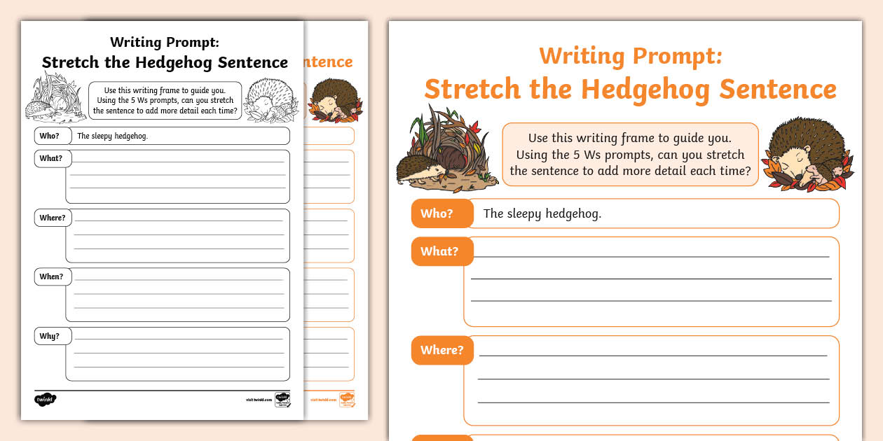 Writing Prompt: Stretch the Hedgehog Sentence (teacher made)