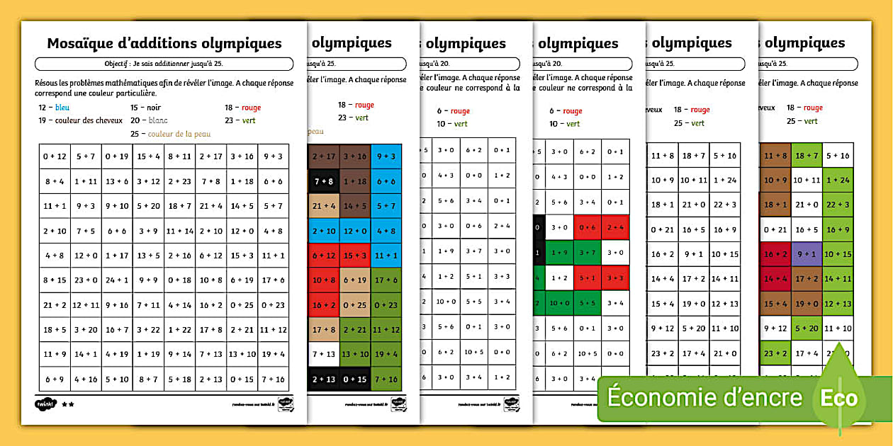 Additions et soustractions sur le thème des Jeux d'été