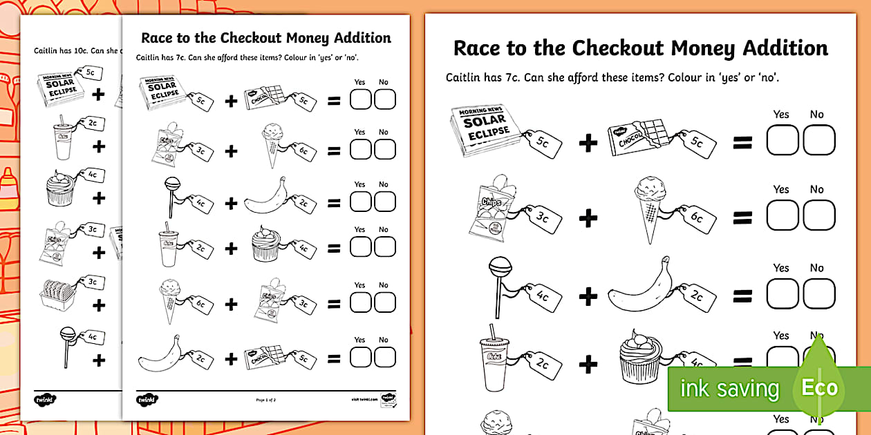 Adding Money Worksheets | Aistear | Primary Resources.