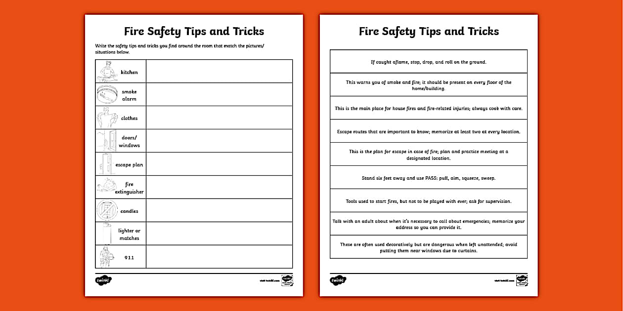 Fire Safety Worksheet | 3rd Grade Resource | Twinkl USA