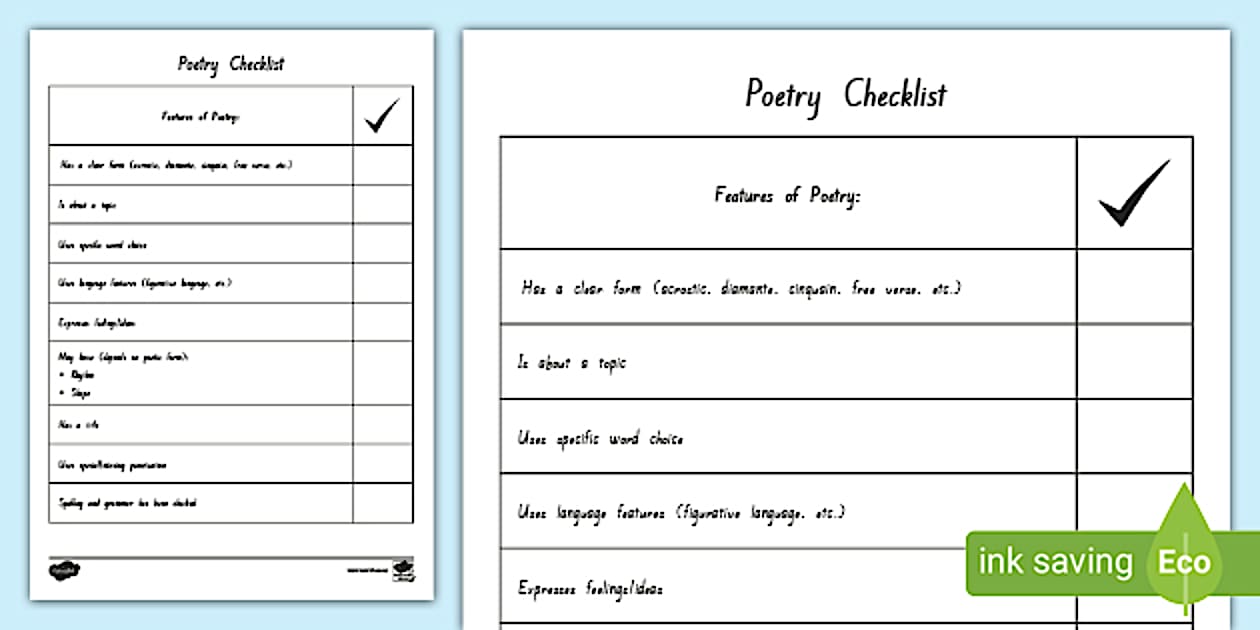 Level 3 Writing - Poetry: Checklist (teacher made) - Twinkl