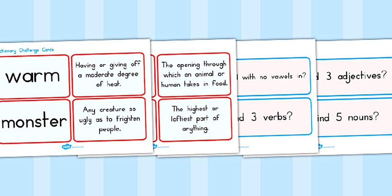 Dictionary Challenge Cards (teacher made) - Twinkl