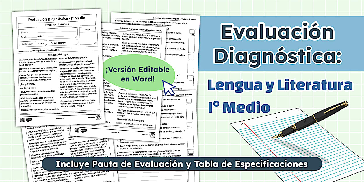 Evaluación | Diagnóstico | 1° Medio | Lengua y Literatura