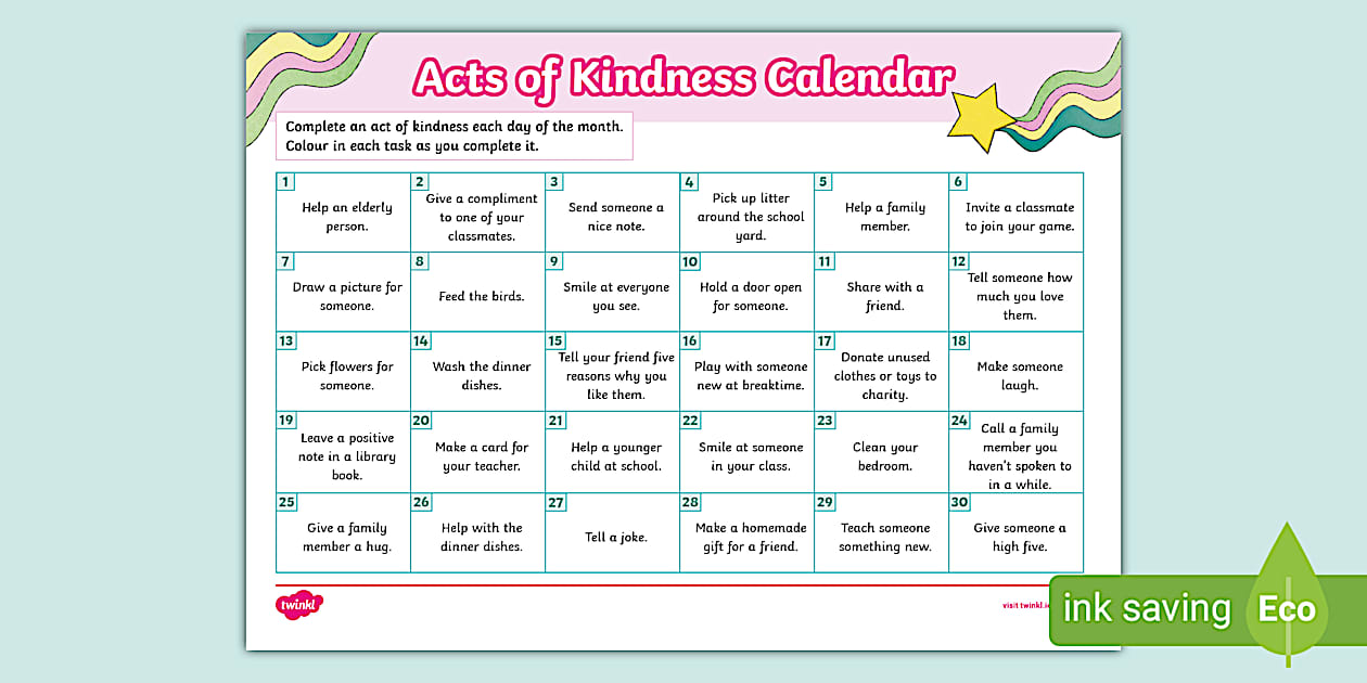 World Kindness Day Kindness Checklist