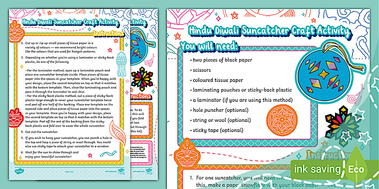 Hindu Diwali Suncatcher Craft Activity (teacher made)