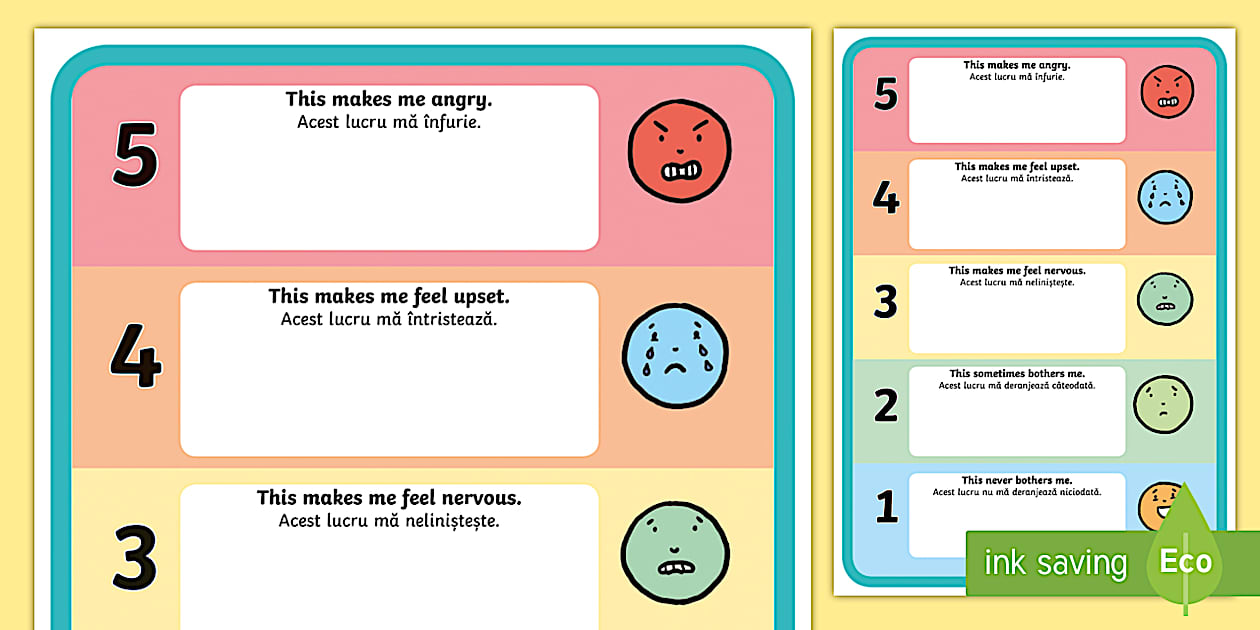 Feelings Trigger Chart English/Romanian - Feelings Trigger Chart