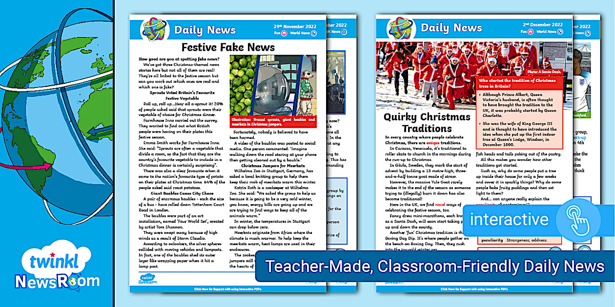 NewsRoom Weekly LKS2 Reading Comprehension Pack - 2nd December 2022
