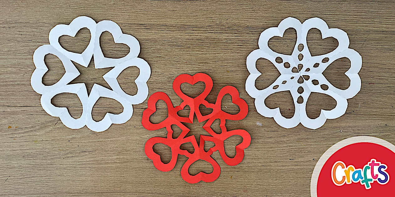 Heart Snowflake Craft (teacher made) - Twinkl