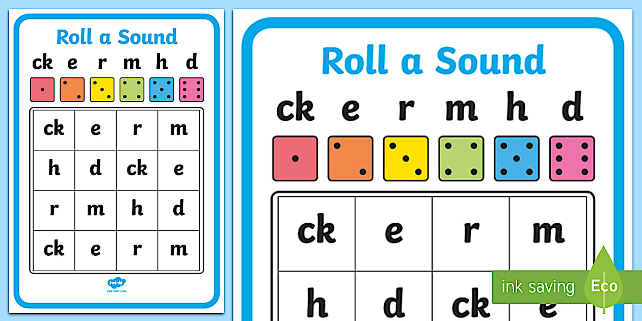 Roll a Sound Phase 2 ck, e, r, m, h, d Activity Mat - Roll a Sound Activity